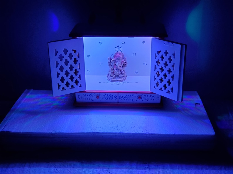 Wooden Pooja Stand Home Temple Office Wall Mounted Puja Mandir Worship ...