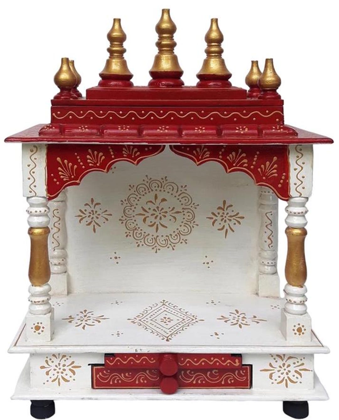 Wooden Mandir Temple Pooja Ghar Mandapam Altar Shrines Cabinet Stand ...