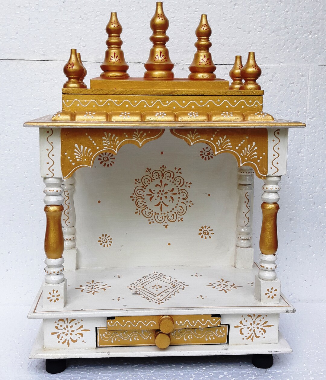 Buy Wooden Pooja Mandir for Home Temple Handcrafted Wall Mounted Hindu ...