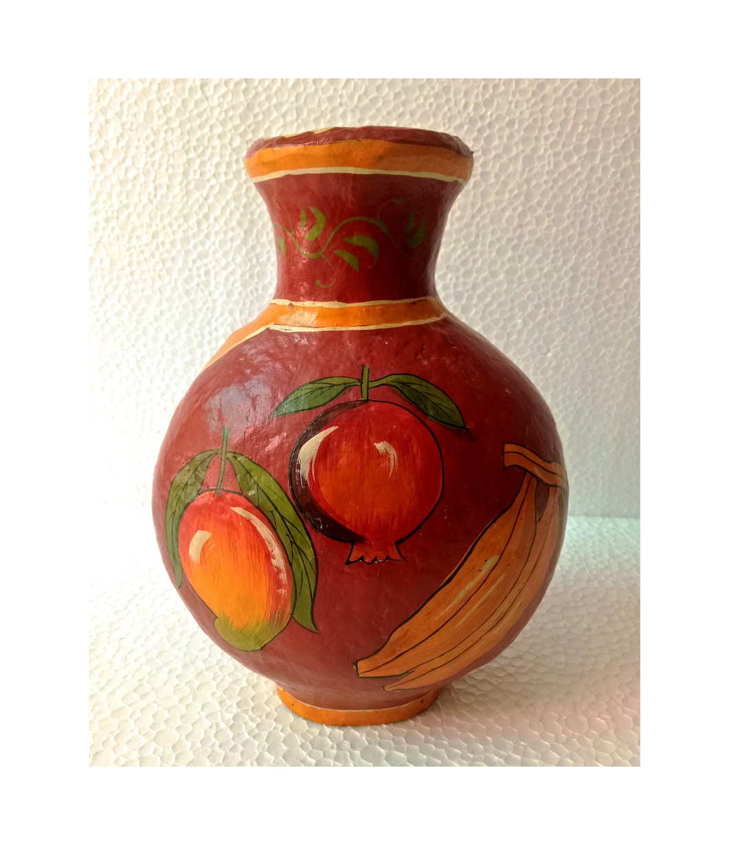 Old Paper Mache , Copper and Metal Hand Crafted Hand Painted Flower Pot ...