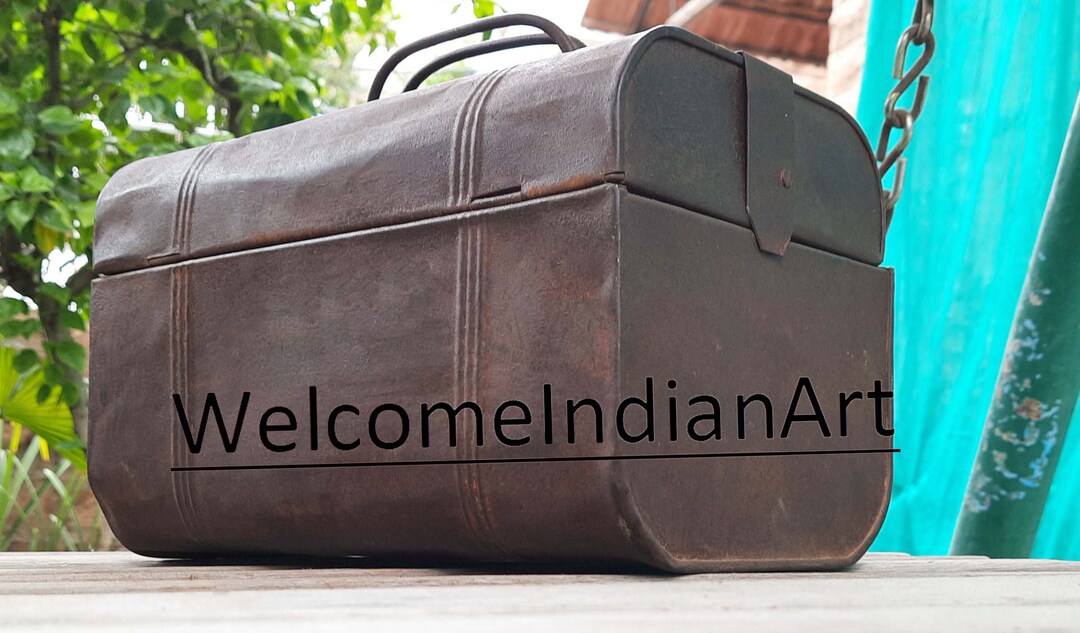 Antique Barber Box/ Rustic Grooming Box/unique Folding Painted Tin ...