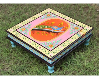 Wooden Vintage Style Handcarved Indian Chowki/home Decor Table/indian ...