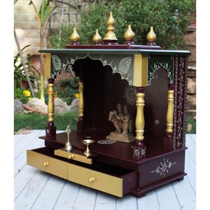 Wooden Temple Mandir for Home Indian Handcrafted Pooja Ghar Wall Mount ...