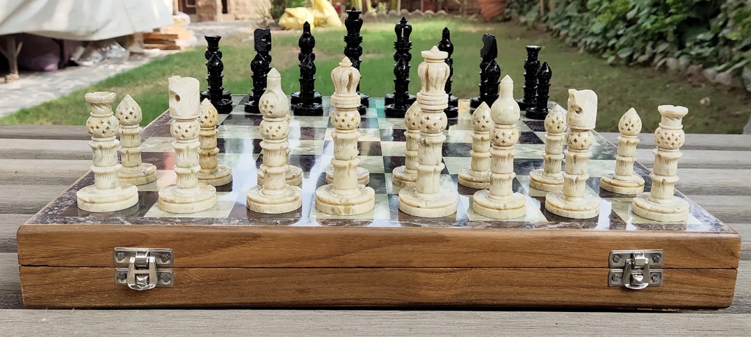 Chess Board Chess Set Black and White Marble Chess Board White Marble ...