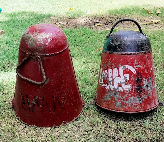 Vintage Old Collectible Antique Rustic Red Fire Bucket Garden | Etsy