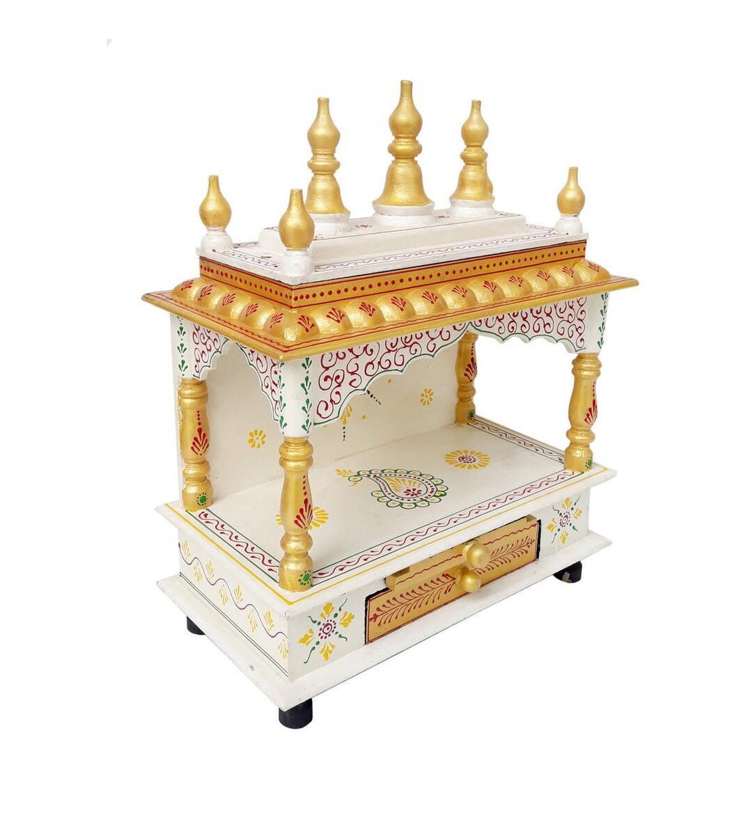 Wooden Temple Mandir Hindu Pooja Ghar Mandap Gold Painted Worship Home ...