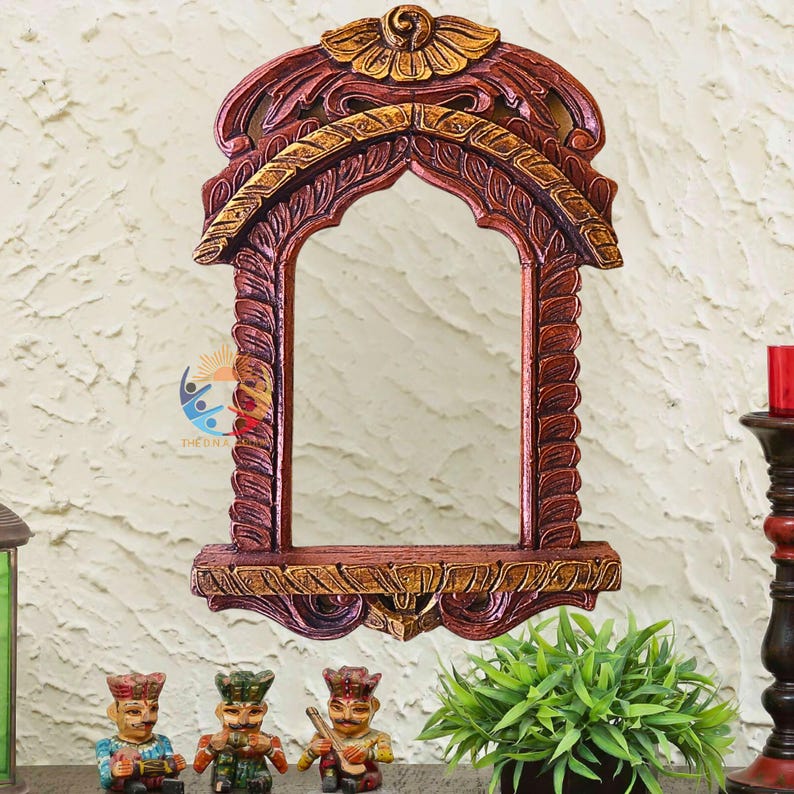 Handmade Rajasthani Jharokha Wood Frame: Hanging Wall Mirror - Etsy