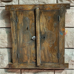 Indian Wooden Window Wall Decor Shutters Picture Frame, Best Gift for ...