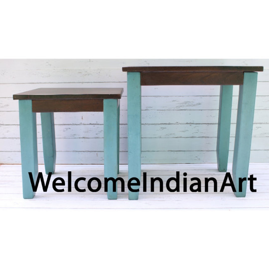 Handmade Mango Wood Nesting Table Set: Indian Home Decor - Etsy