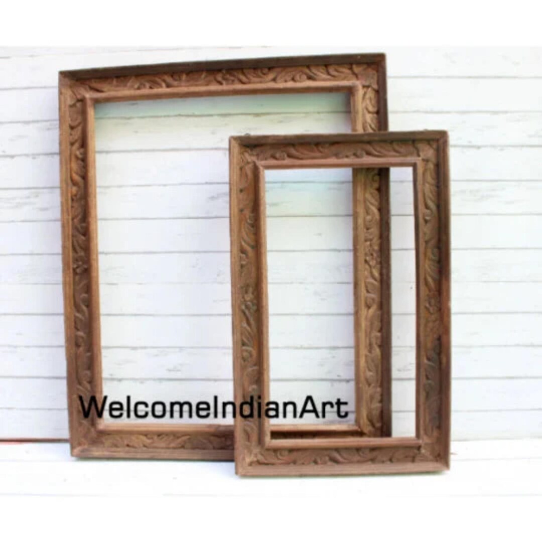 Antique Wooden Floral Carved Frame Set: Traditional Indian Art Decor - Etsy