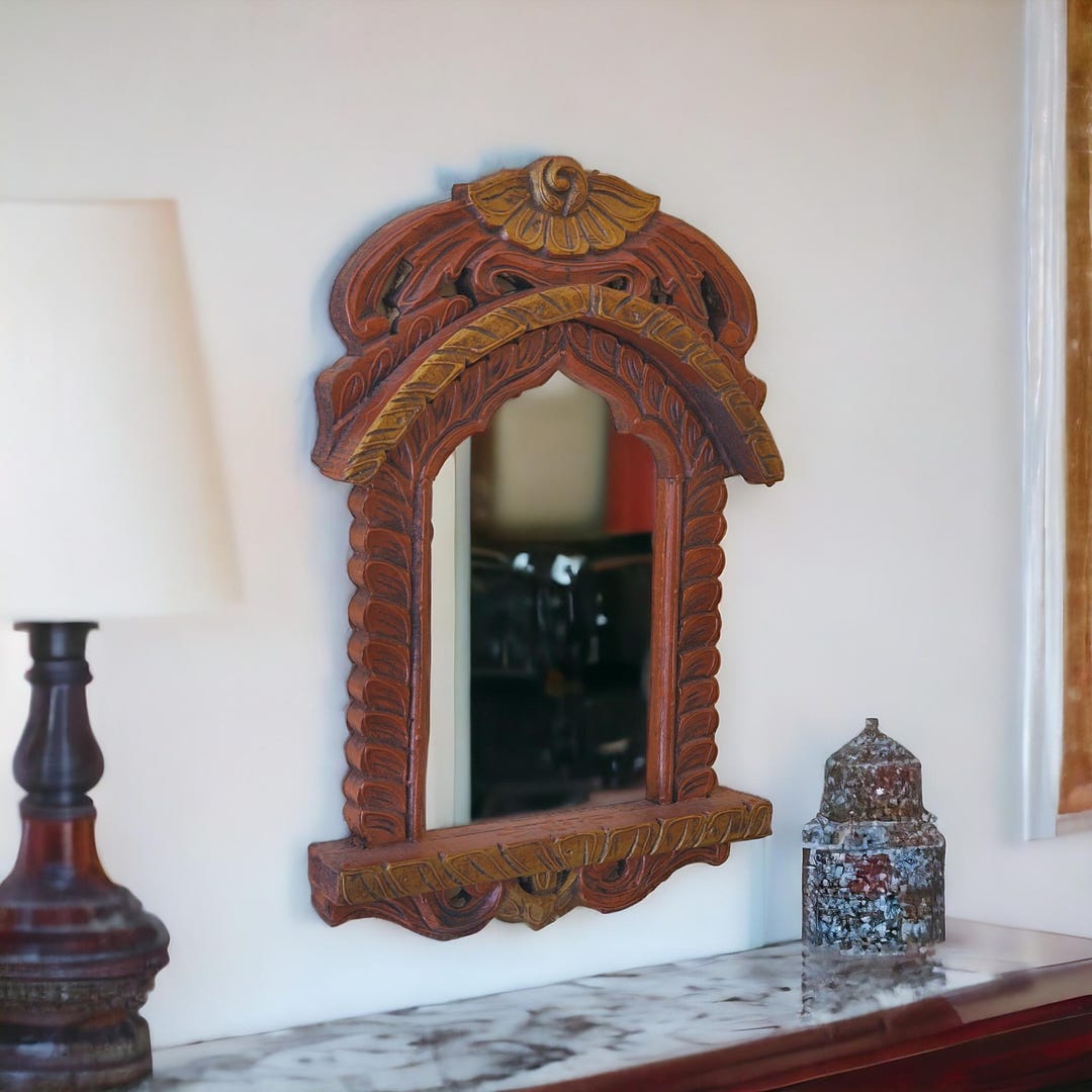 Handmade Rajasthani Jharokha Wood Frame: Hanging Wall Mirror - Etsy