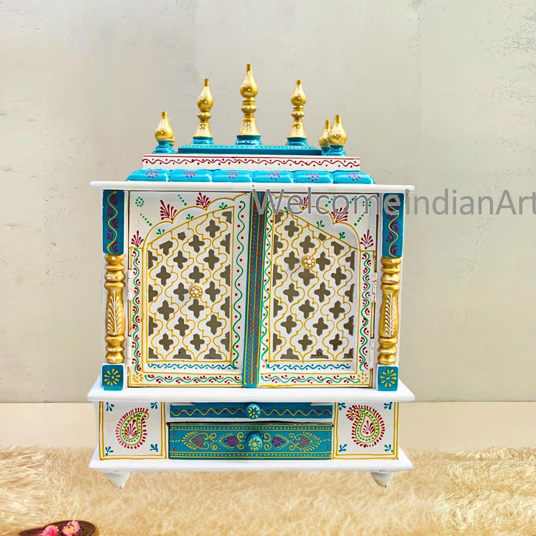 Wooden Temple Worship Hindu Pooja Mandir Home Handcrafted Pooja Ghar ...