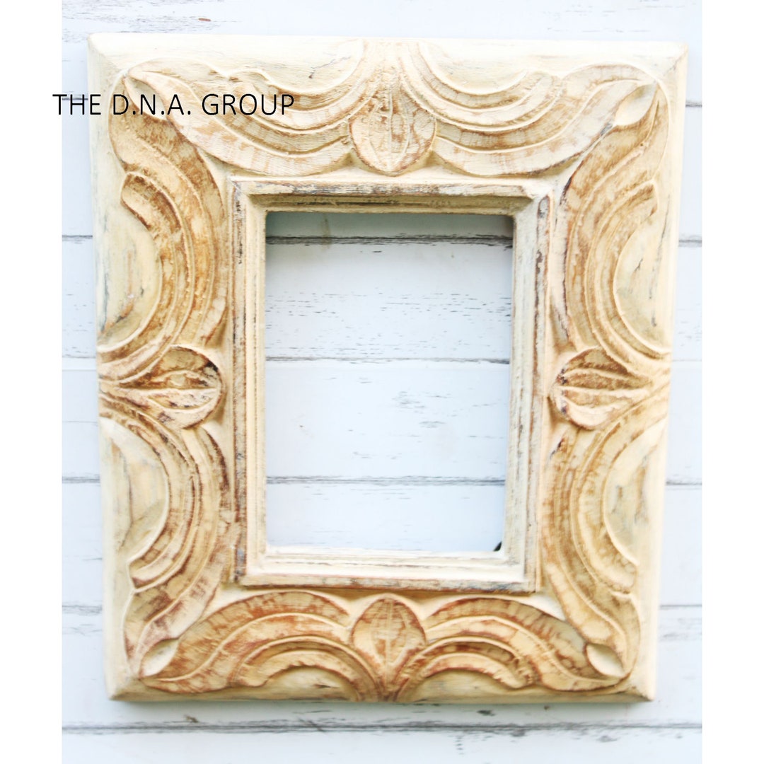 Hand Carved Wooden Photo Frame: Rustic Wall Art Display - Etsy