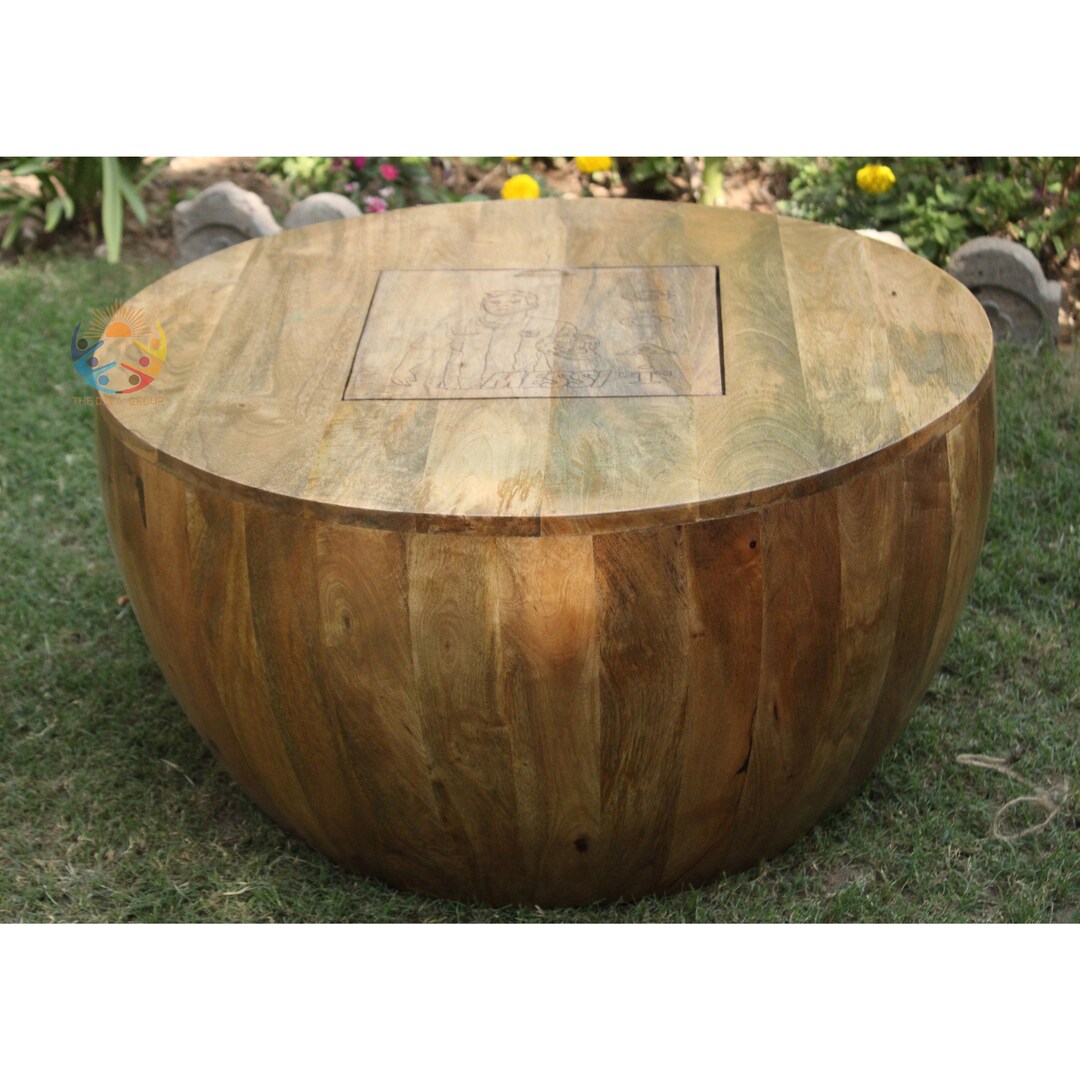 Round Drum Coffee Table Laser Engraved Messi Face/ FIFA World Cup ...