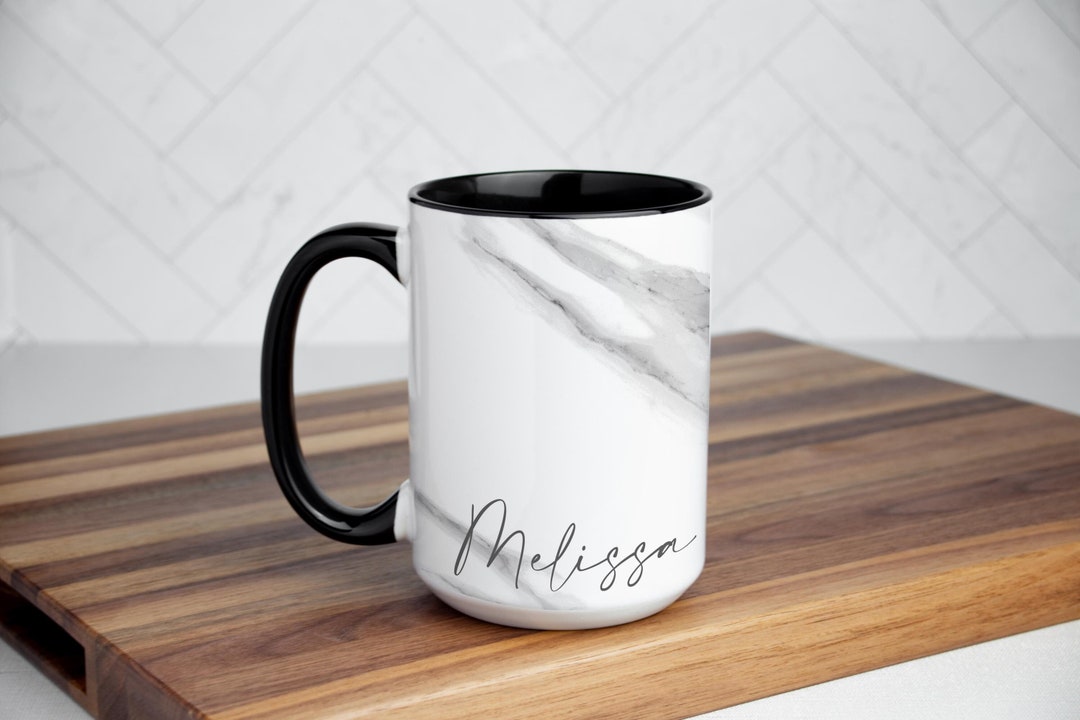 Elegant Marble-effect Mug With Custom Name, Modern yet Timeless Design ...