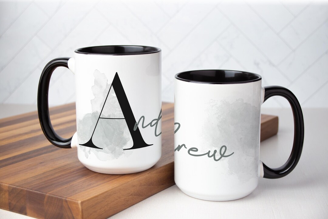 Personalized Monogram Coffee Mug for Men: Fleur Verte Collection - Etsy