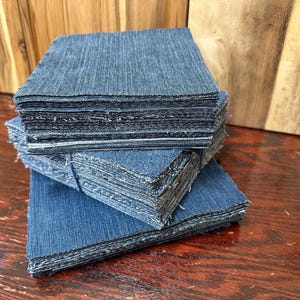 Reclaimed Denim Squares: Precut Cotton Patchwork Quilt Blocks, 2-1/2, 4 ...