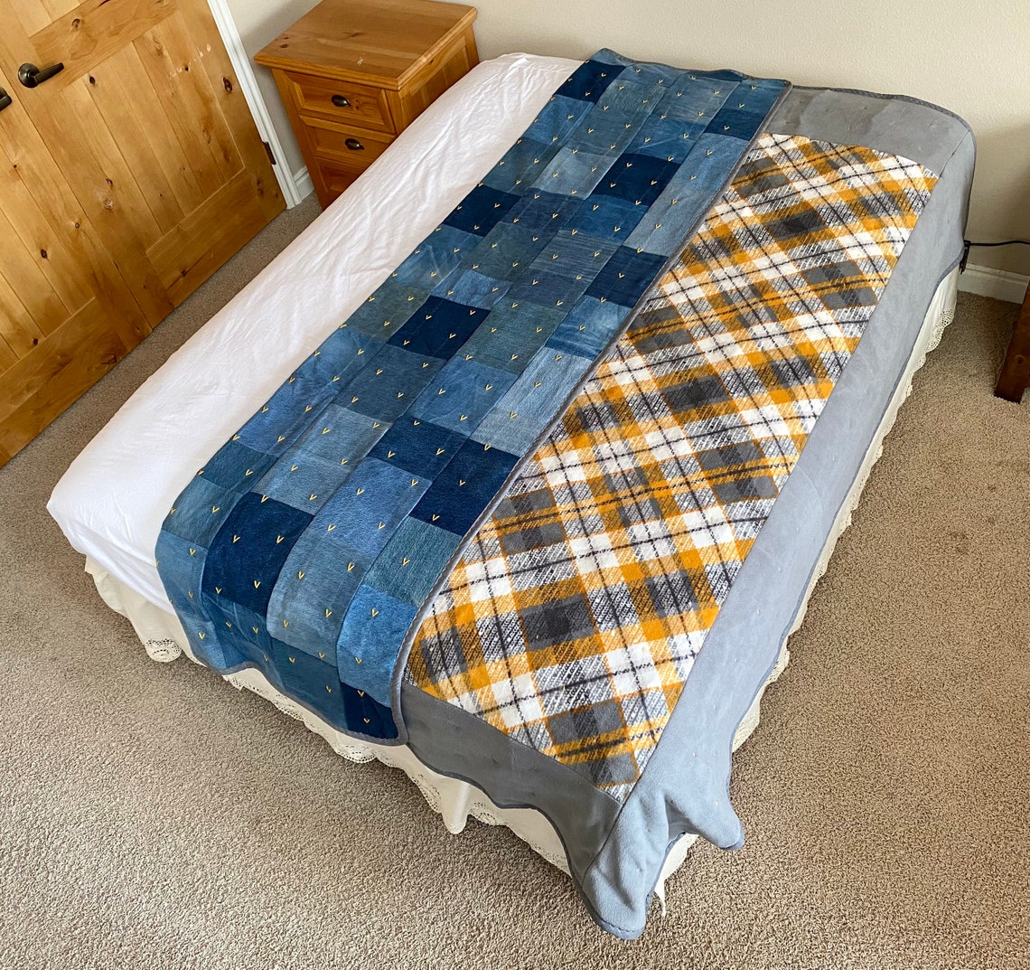 Denim Quilt. Handmade Hand Tied Warm Heavy Denim Upcycled Jeans Blanket ...