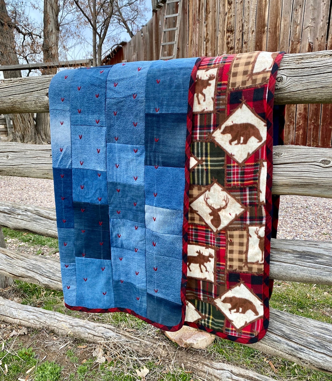 Denim Quilt. Twin Hand Tied Handmade Upcycled Levis Blanket ...