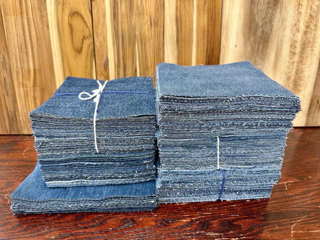 Reclaimed Denim Squares: Precut Jeans Fabric for Quilting, Crafts (8” 8 ...