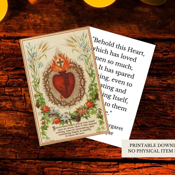 Sacred Heart of Jesus Prayer Card - Etsy