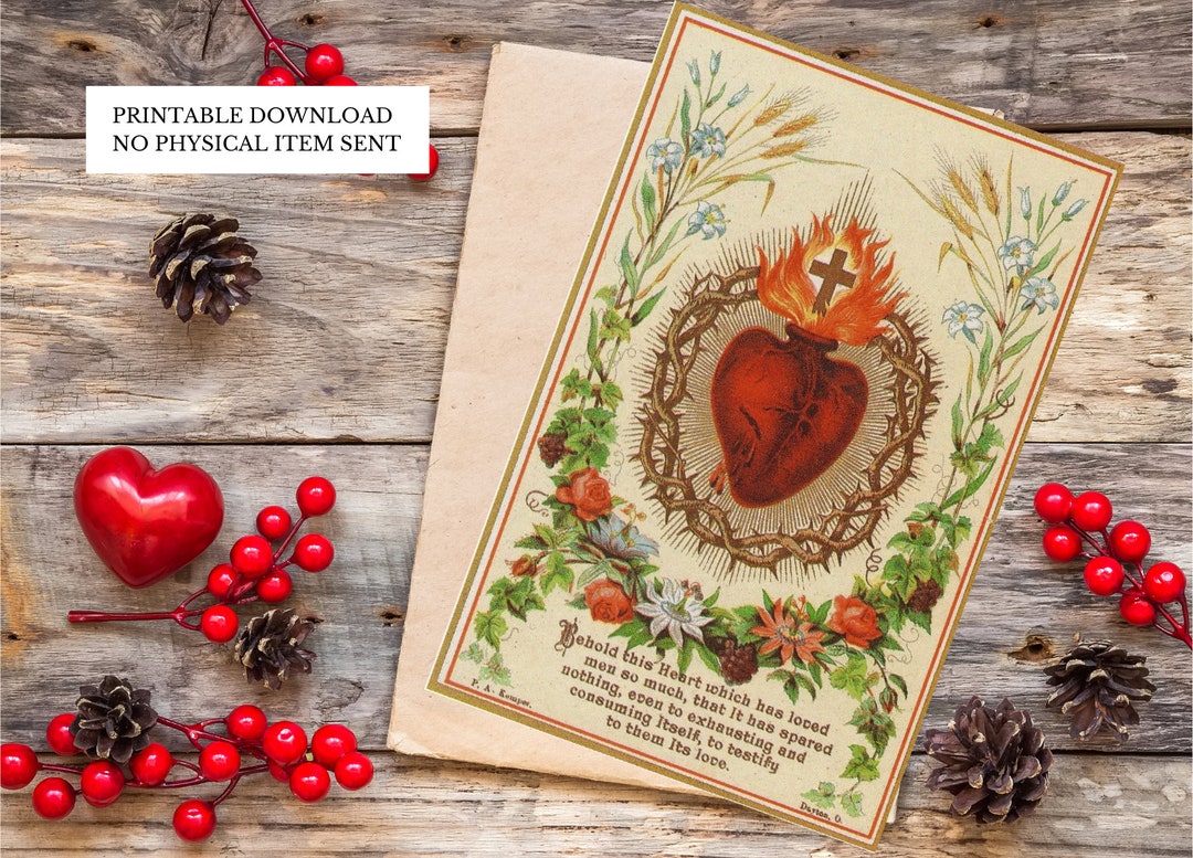 Sacred Heart PRINTABLE Catholic Prayer Card for DIGITAL DOWNLOAD ...