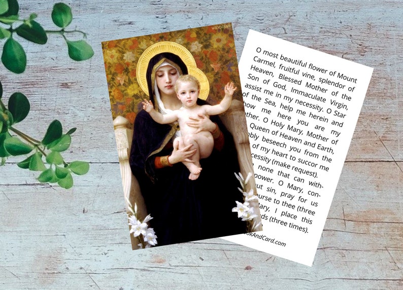 Our Lady of Mt. Carmel Printable Prayer Card Madonna & Child - Etsy Canada