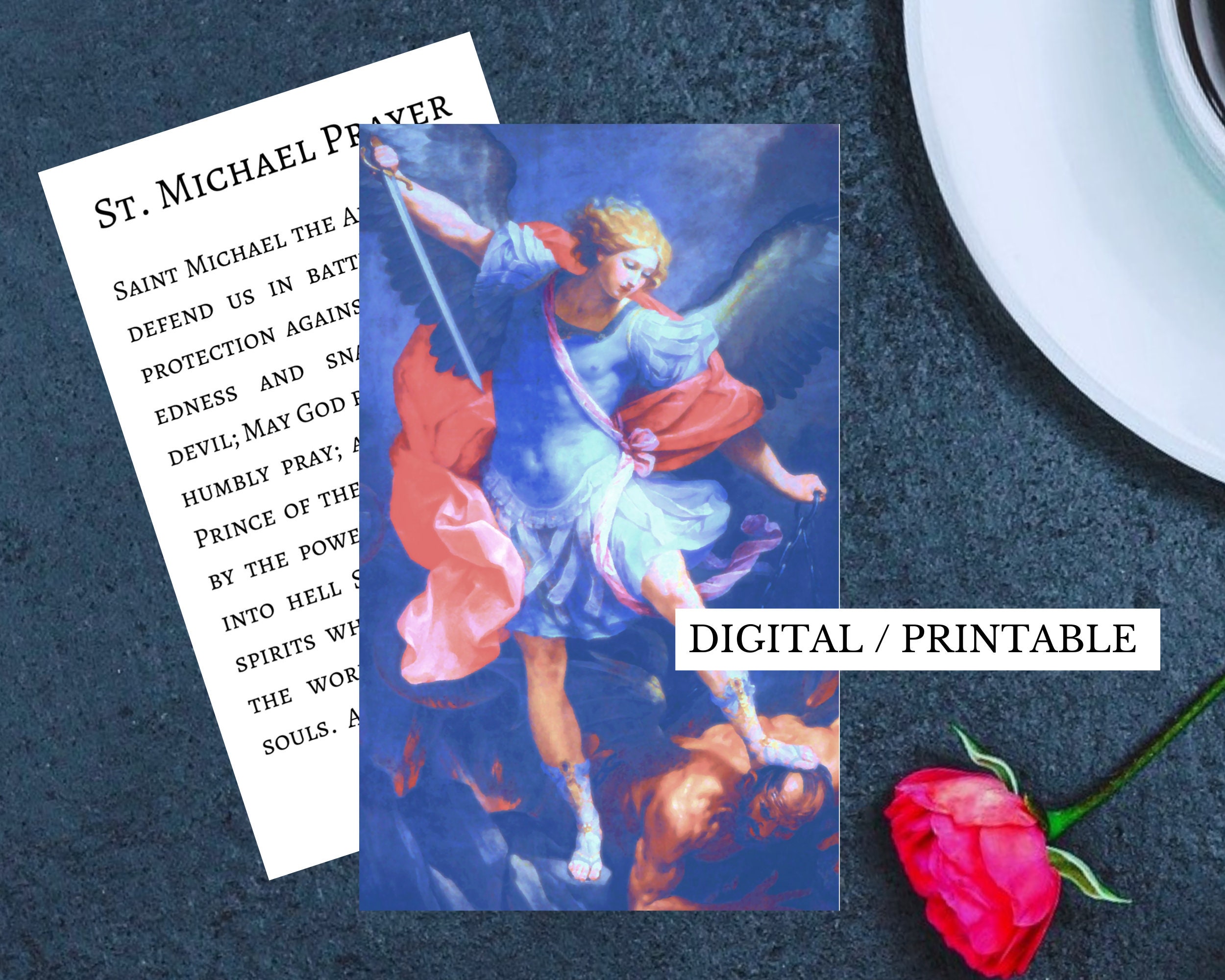 Saint Michael PRINTABLE DOWNLOAD Prayer Card With Catholic Prayer to ...