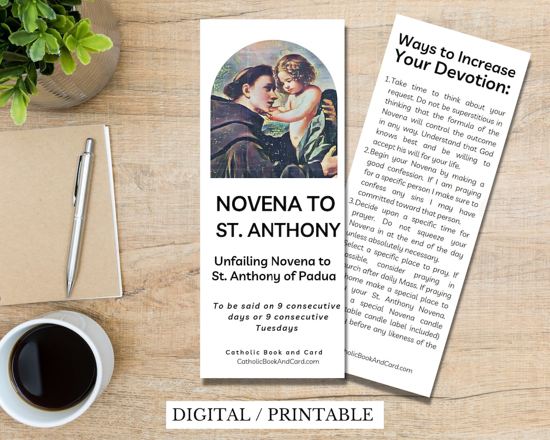 Saint Anthony Novena PRINTABLE DOWNLOAD Trifold Catholic Prayer ...