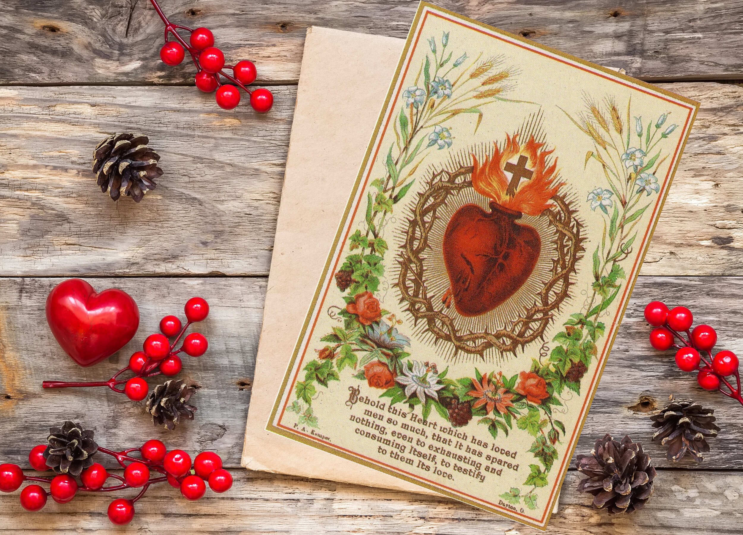 Collage Craft Supplies & Tools Mary Engraving Sacred Heart Print ...