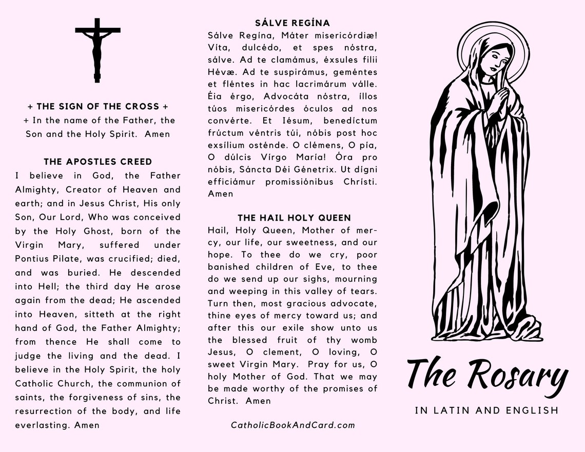 The Rosary in Latin & English Trifold Printable Traditional - Etsy
