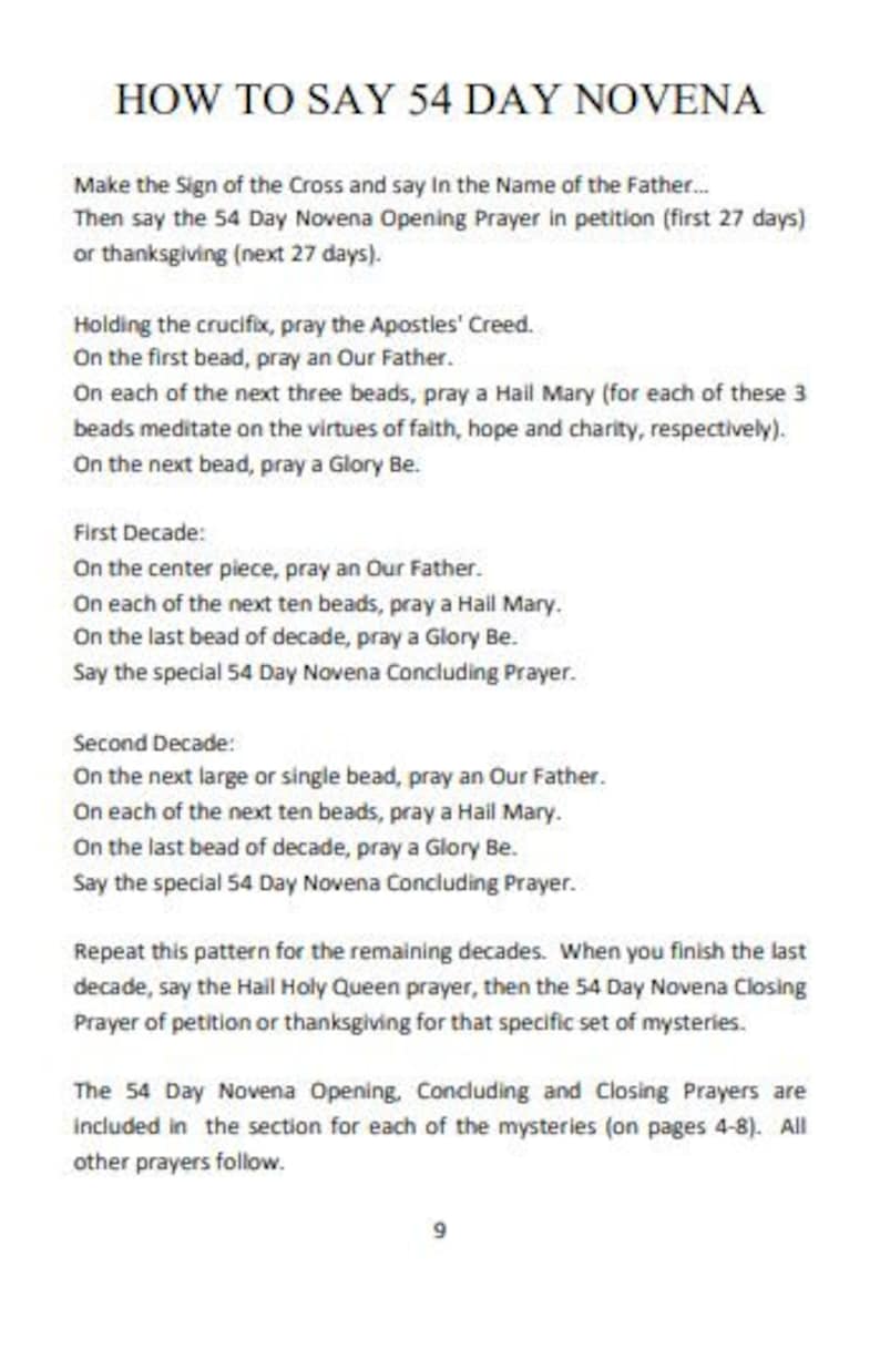 54 Day Novena PRINTABLE DOWNLOAD - 12 Page Catholic Printable Rosary Novena W/ Novena Tracker ...