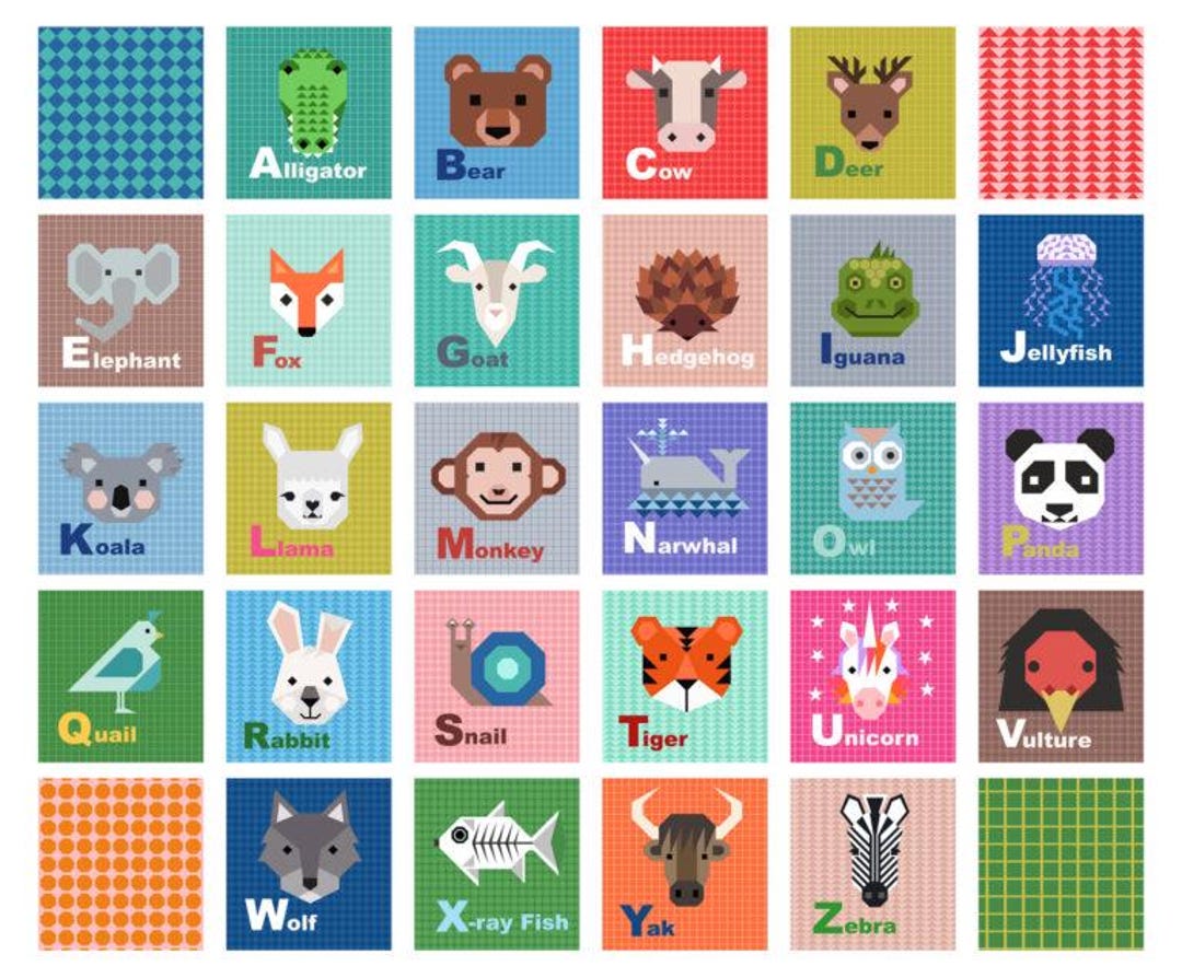 Lewis and Irene - Animal Alphabet - 5" Squares Animals and Letters ...
