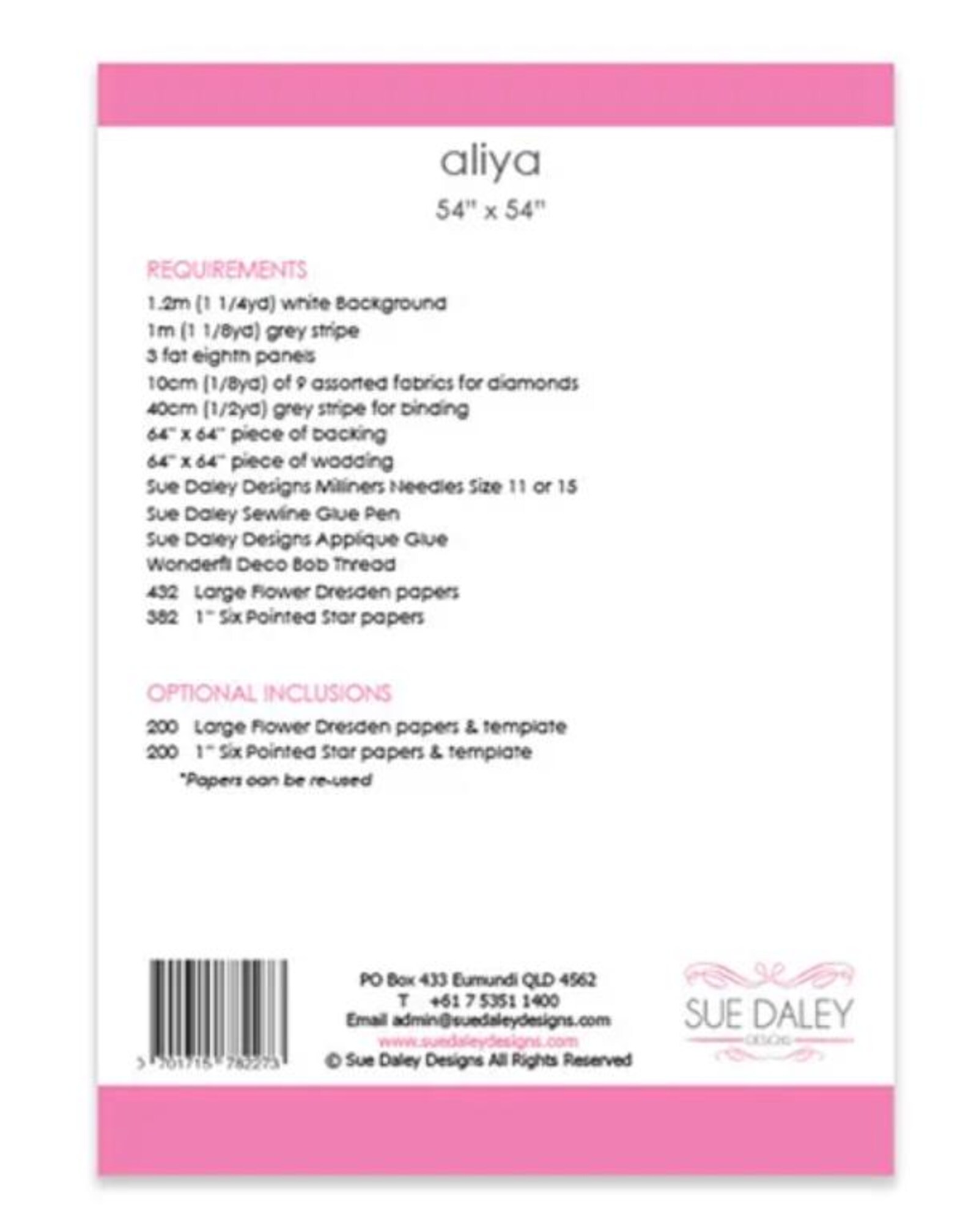 Sue Daley Designs - Aliya Quilt - Quilt Kit Quilt Pattern, Paper Pieces ...