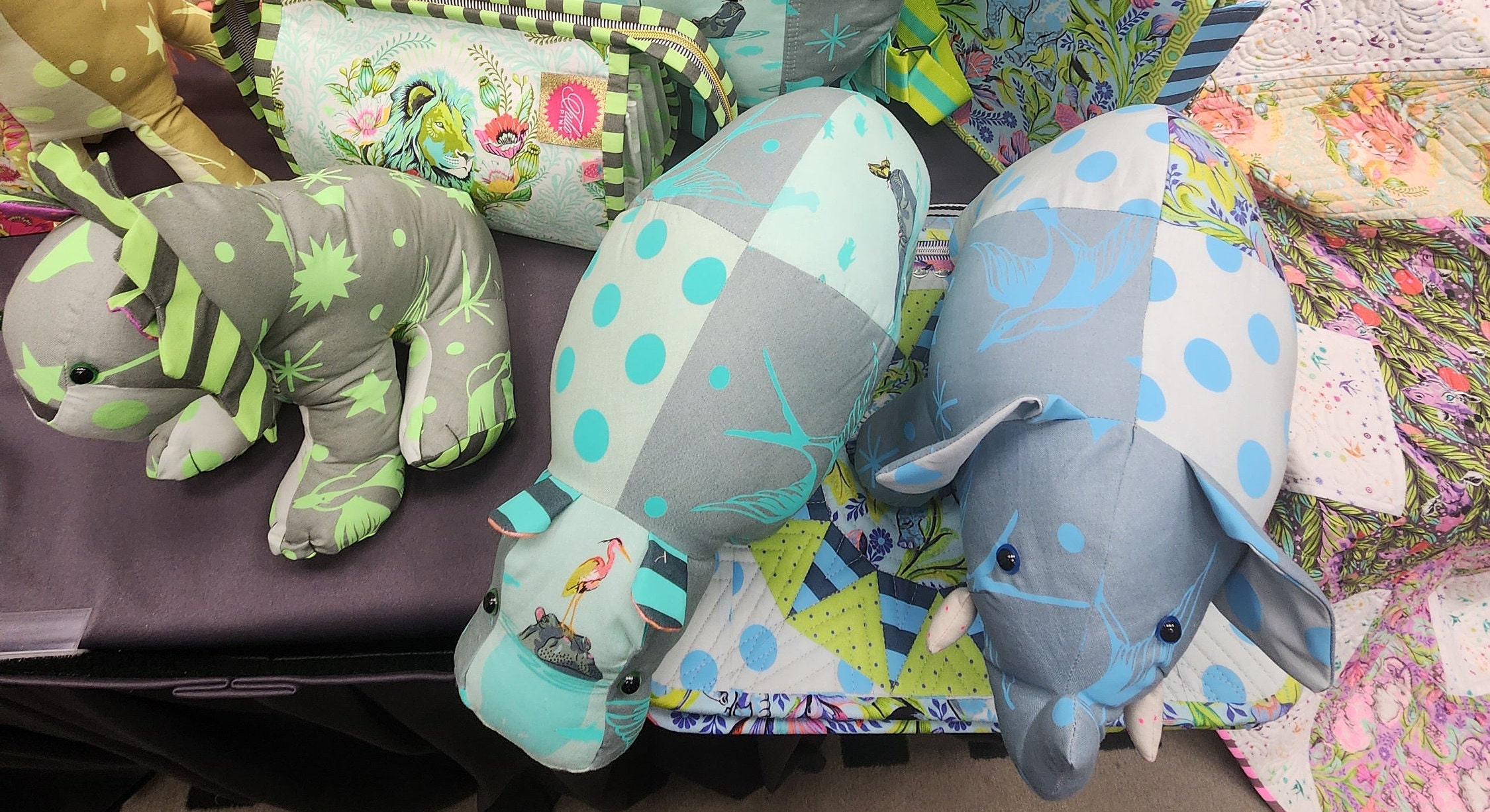 Tula Pink - Everglow Stuffed Animal Kits - Hippo - Elephant - Lion ...