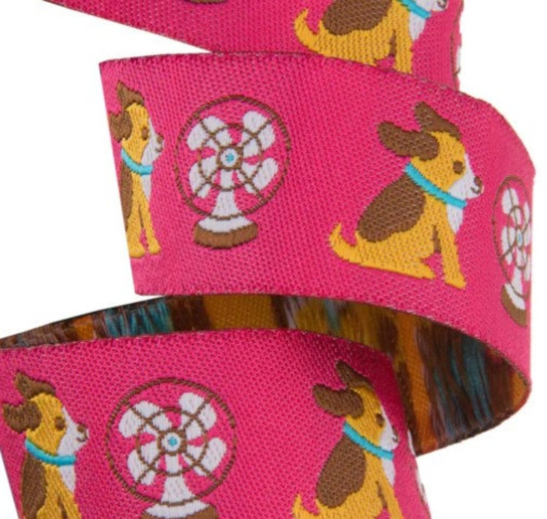 Puppy Ribbon - Chili Dog Pink - 7/8" Width Ribbon - Etsy