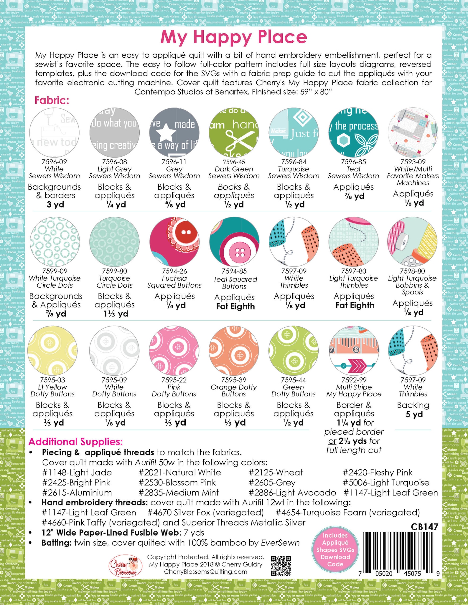 My Happy Place Pattern by Cherry Blossoms Quilts | Etsy