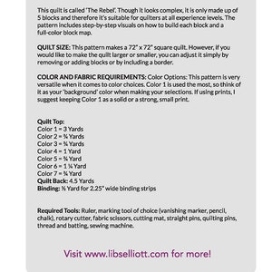 Rebel Quilt Pattern by Libs Elliot - Templates Available - Etsy