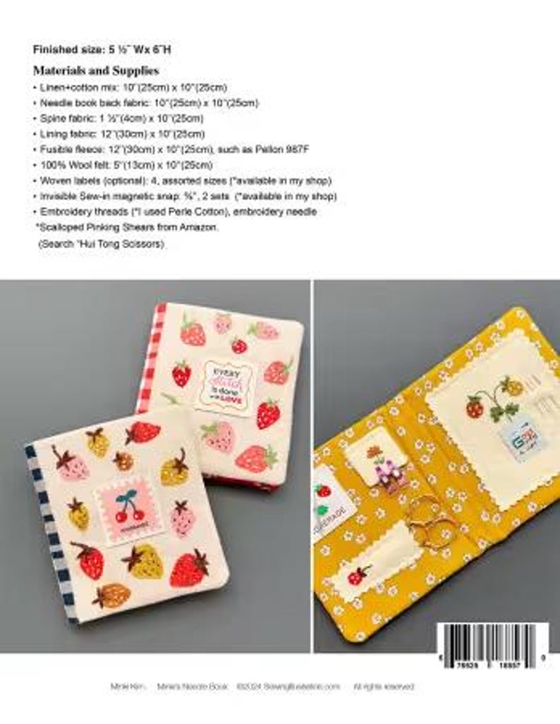 Minki's Needle Book Pattern - Minki Kim - Sewing Illustration - Etsy