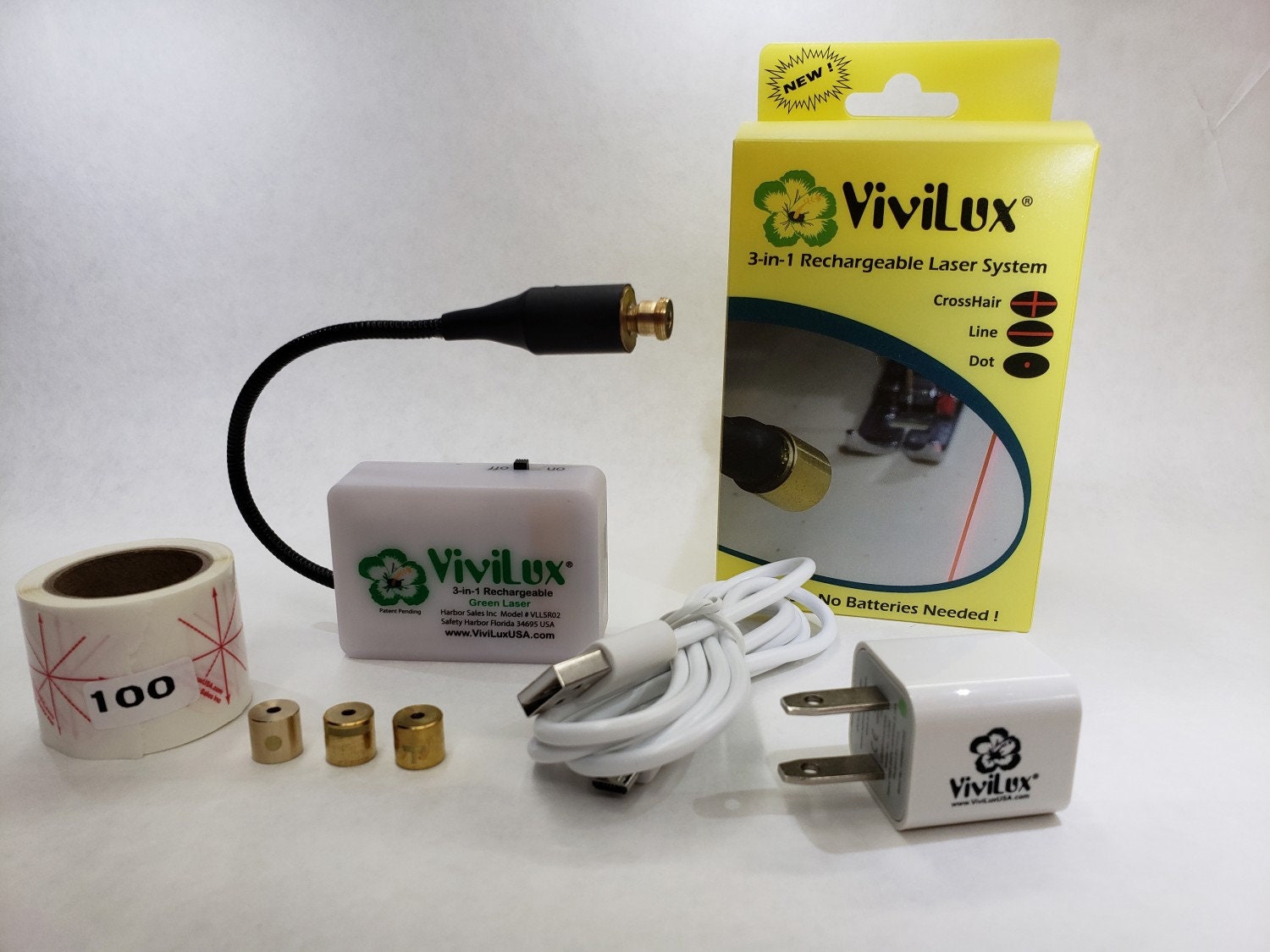 Vivilux 3 in 1 Rechargeable Green Laser System With Hook and Loop Tape ...