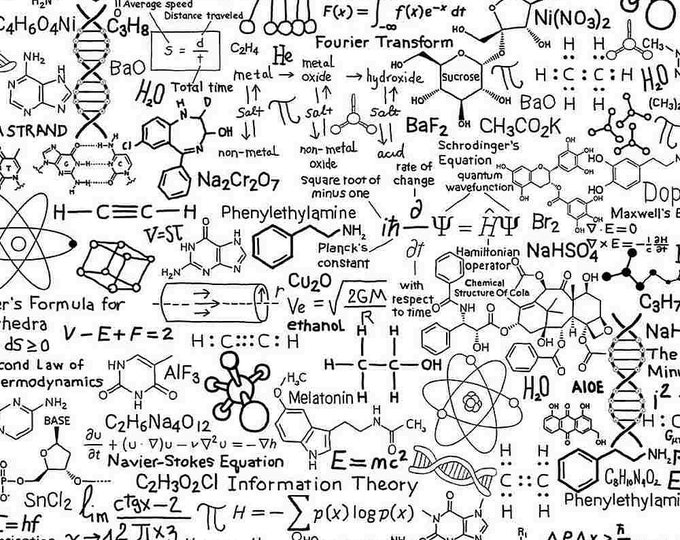 Timeless Treasures SCIENTIFIC FORMULAS CD1688 WHITE - Etsy