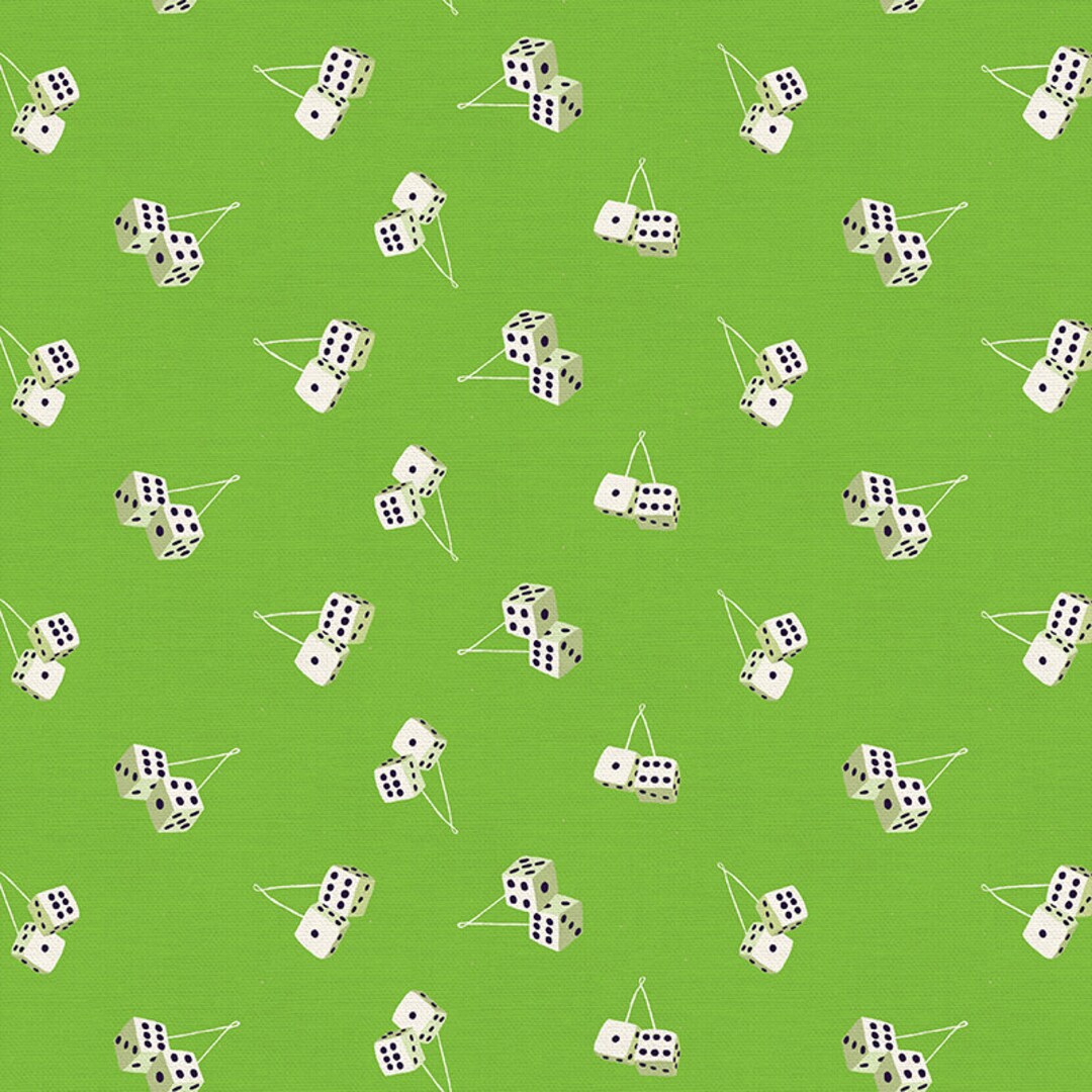 PBS Fabrics - Drivin' Down 9 - Lysa Flower - Lucky Dice Green - 12023570 - Etsy