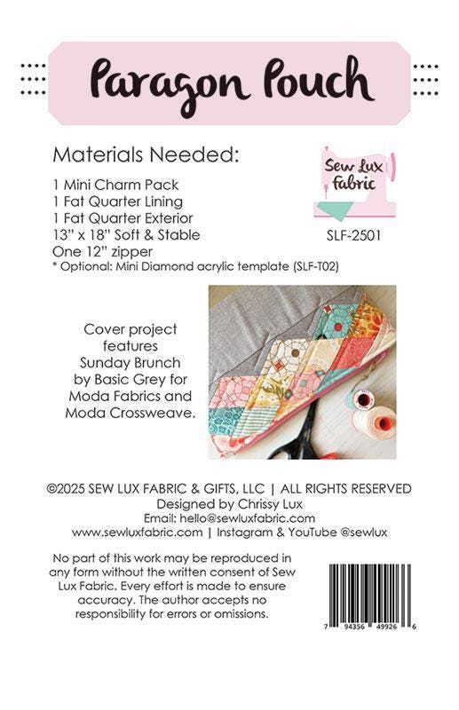 Paragon Pouch Pattern - Chrissy Lux - Sew Lux Fabric - Etsy
