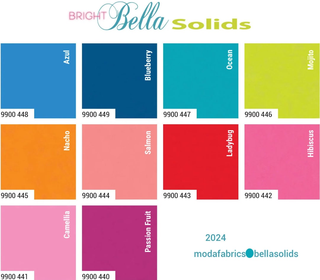 Moda - Bright Bella Solids - 42 Pcs 2.5 in Mini Charm Squares - 9900MCB ...