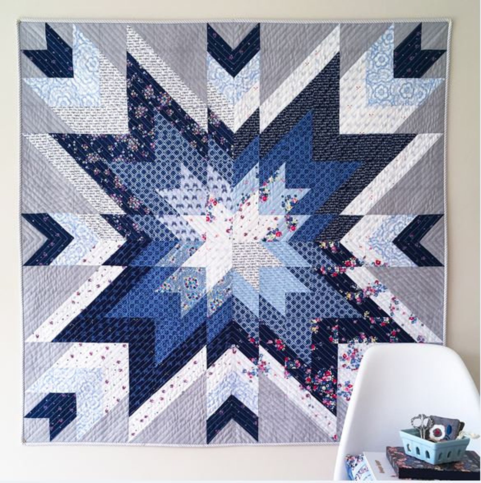 Indigo Star Quilt Down Grapevine Lane - Etsy