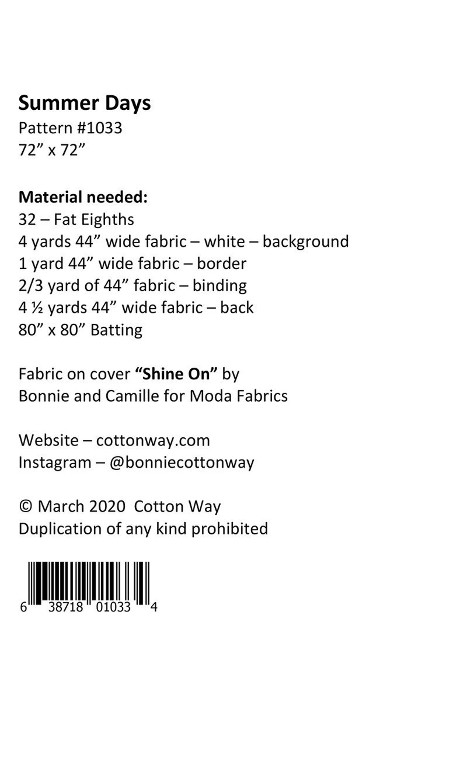 Summer Days Quilt Pattern by Bonnie Olaveson - Cotton Way - Etsy