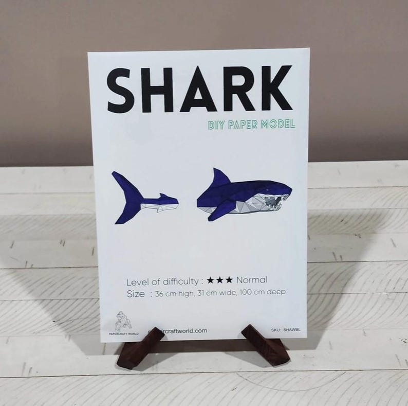 Shark Origami 3D Papercraft Wall Art by Papercraft World Product ...