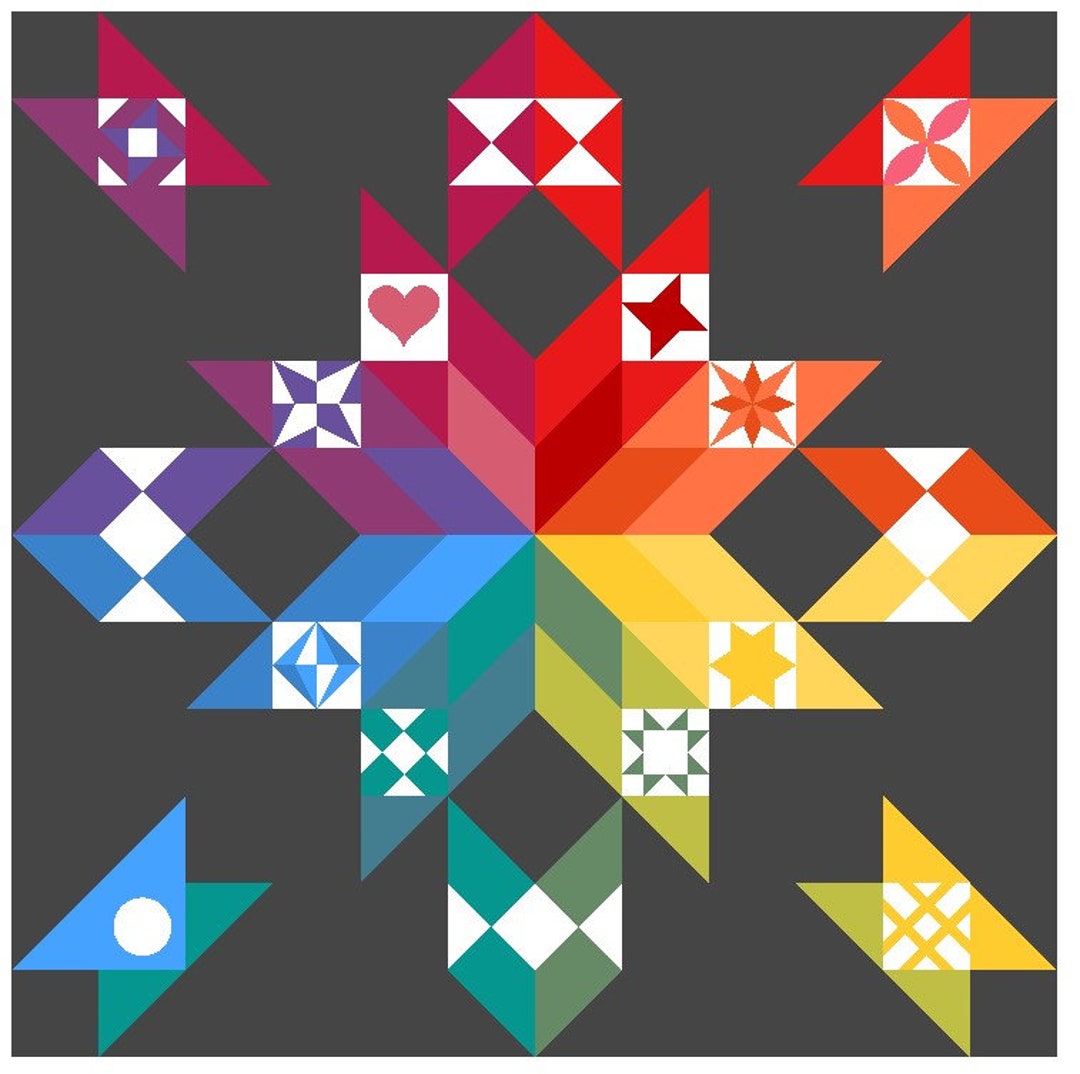 Rainbow Star Quilt Pattern - FREE VIDEO TUTORIALS - Etsy