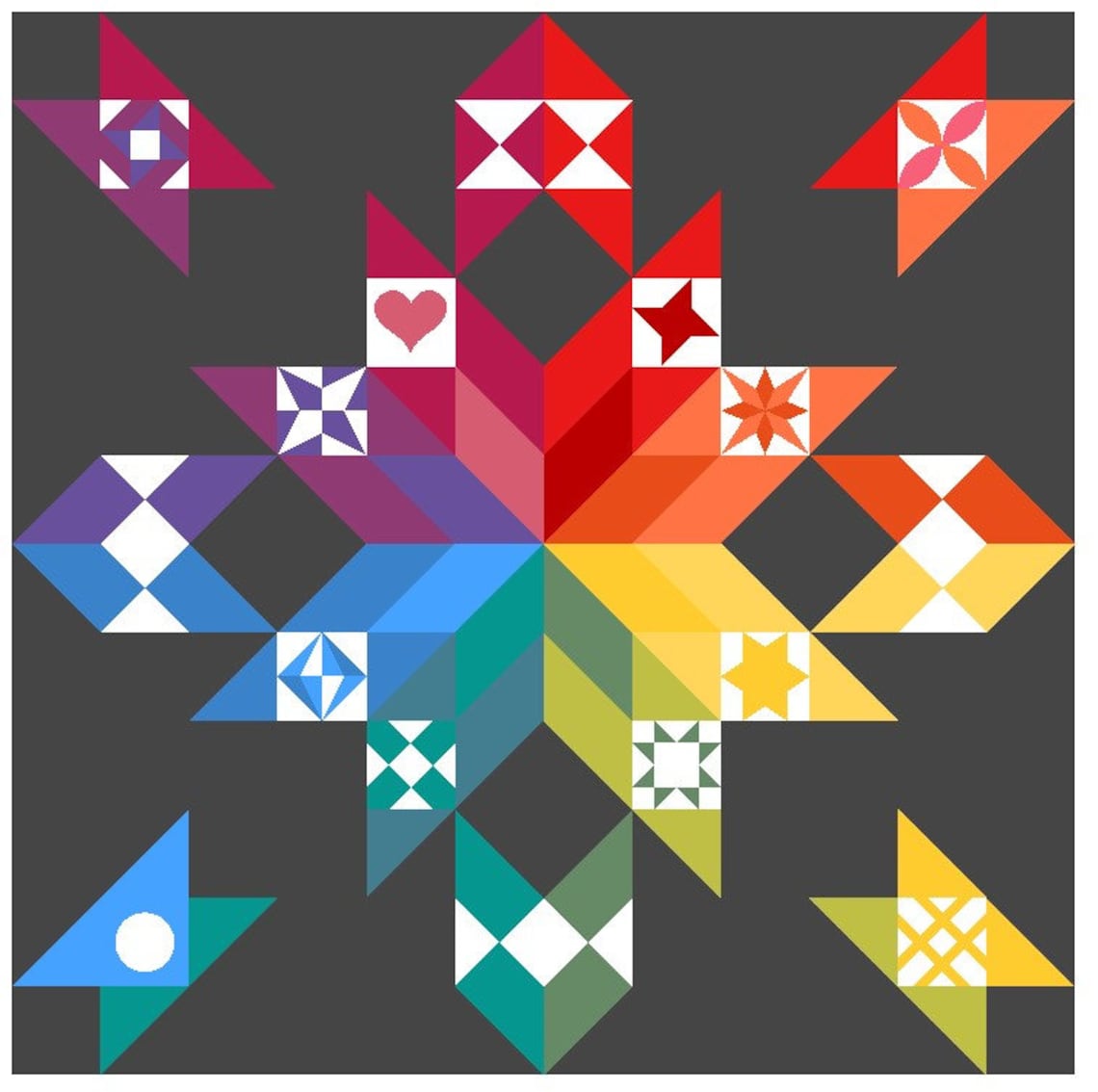 Rainbow Star Quilt Pattern - FREE VIDEO TUTORIALS - Etsy