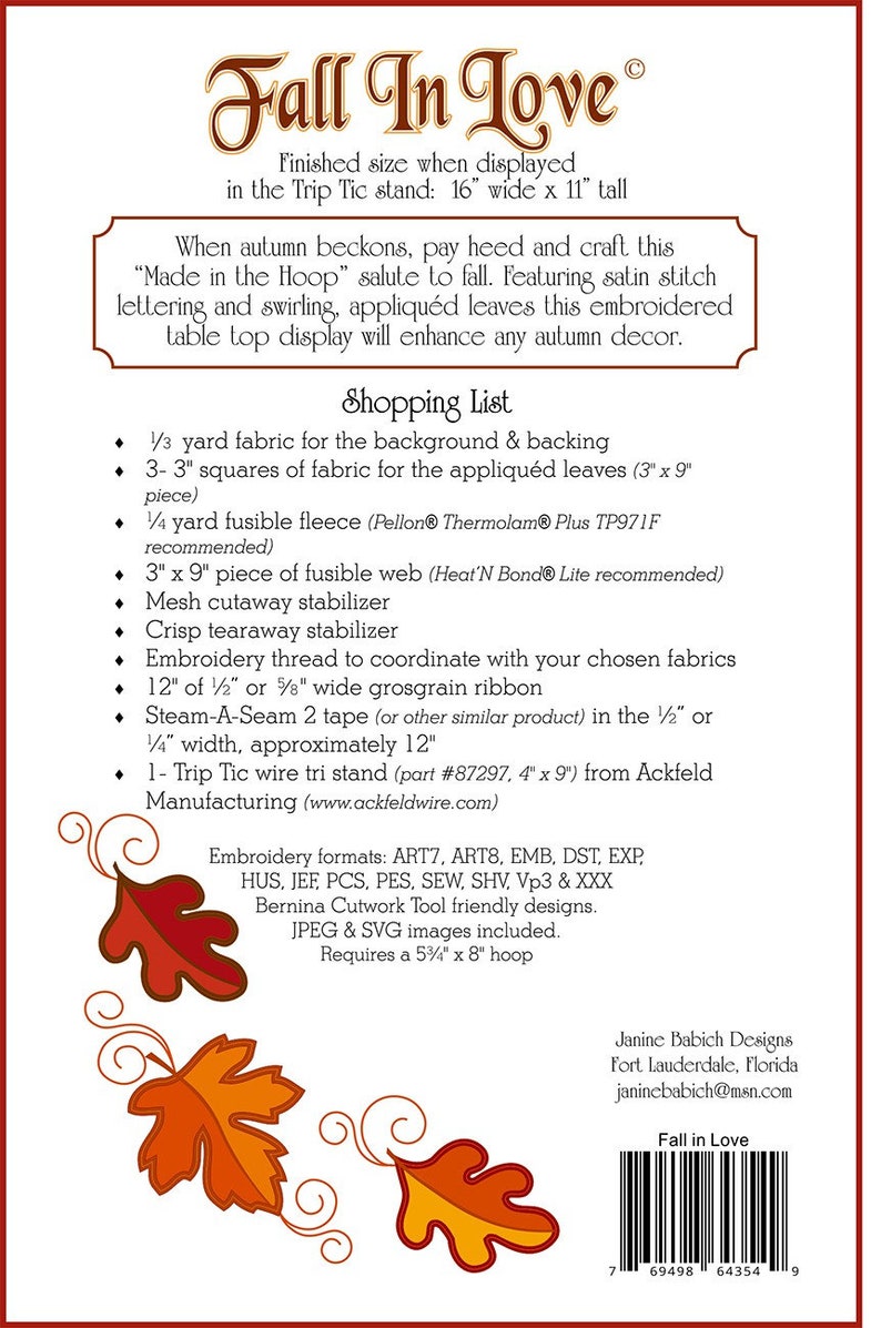 Fall in Love - From Janine Babich Designs - Machine Embroidery ...